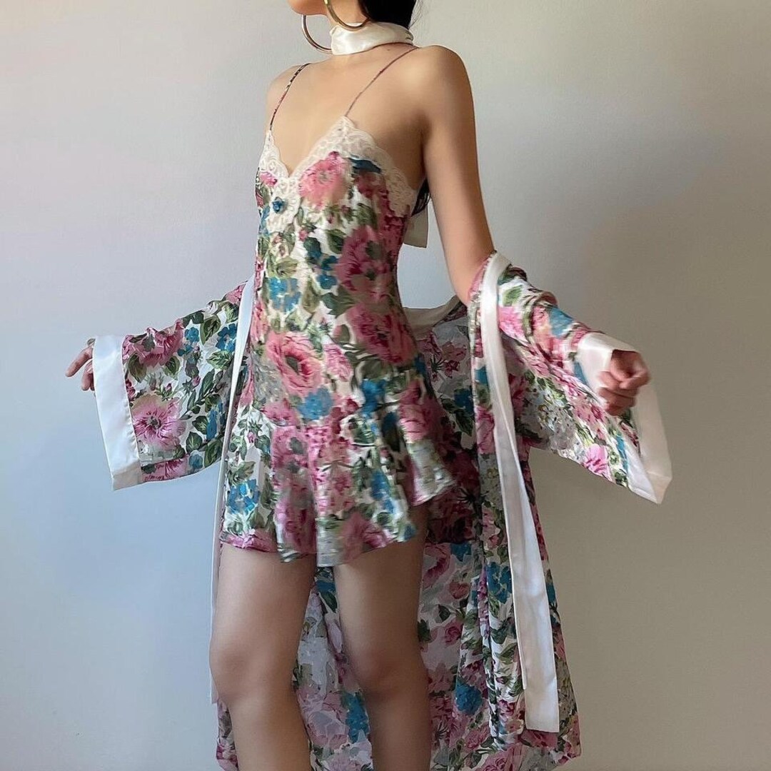 Vintage VS Floral Chiffon Set small - Etsy