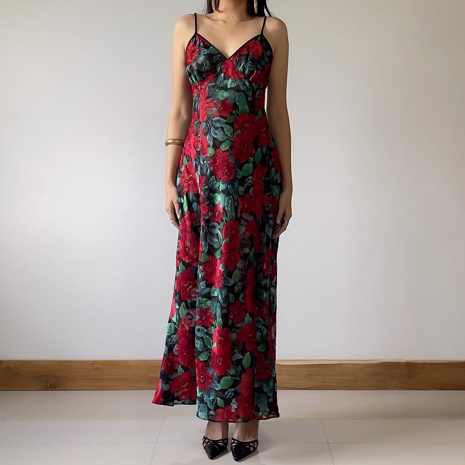 Vintage VS Floral Sheer Gown large - Etsy