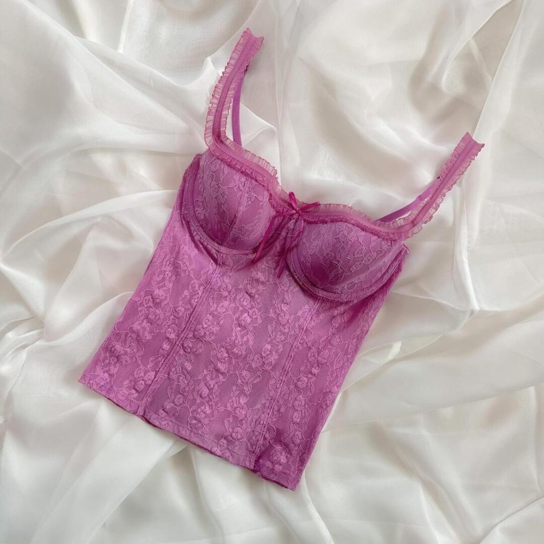 Vintage 2000s Purple Lace Bustier (medium) - Etsy