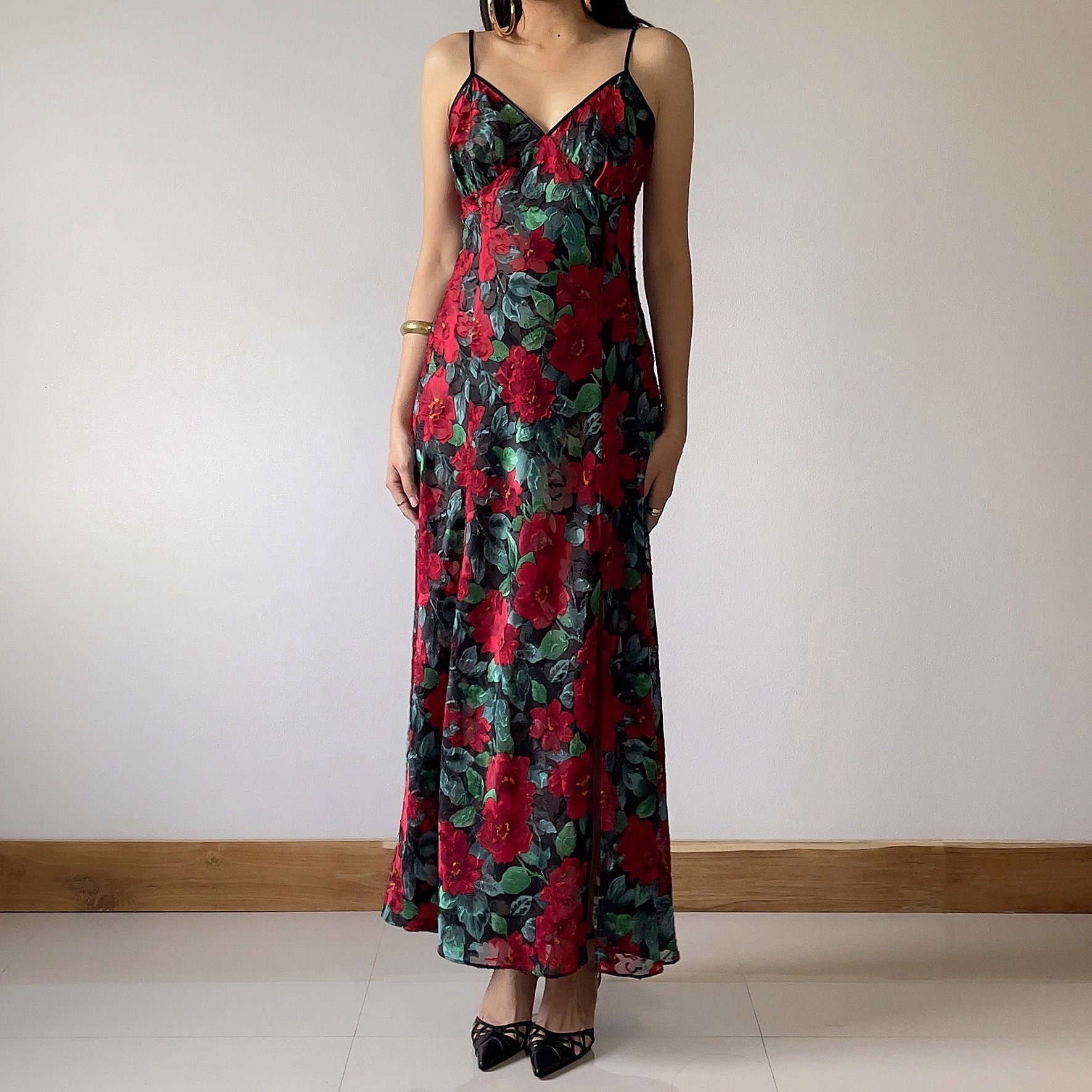 Vintage VS Floral Sheer Gown large - Etsy