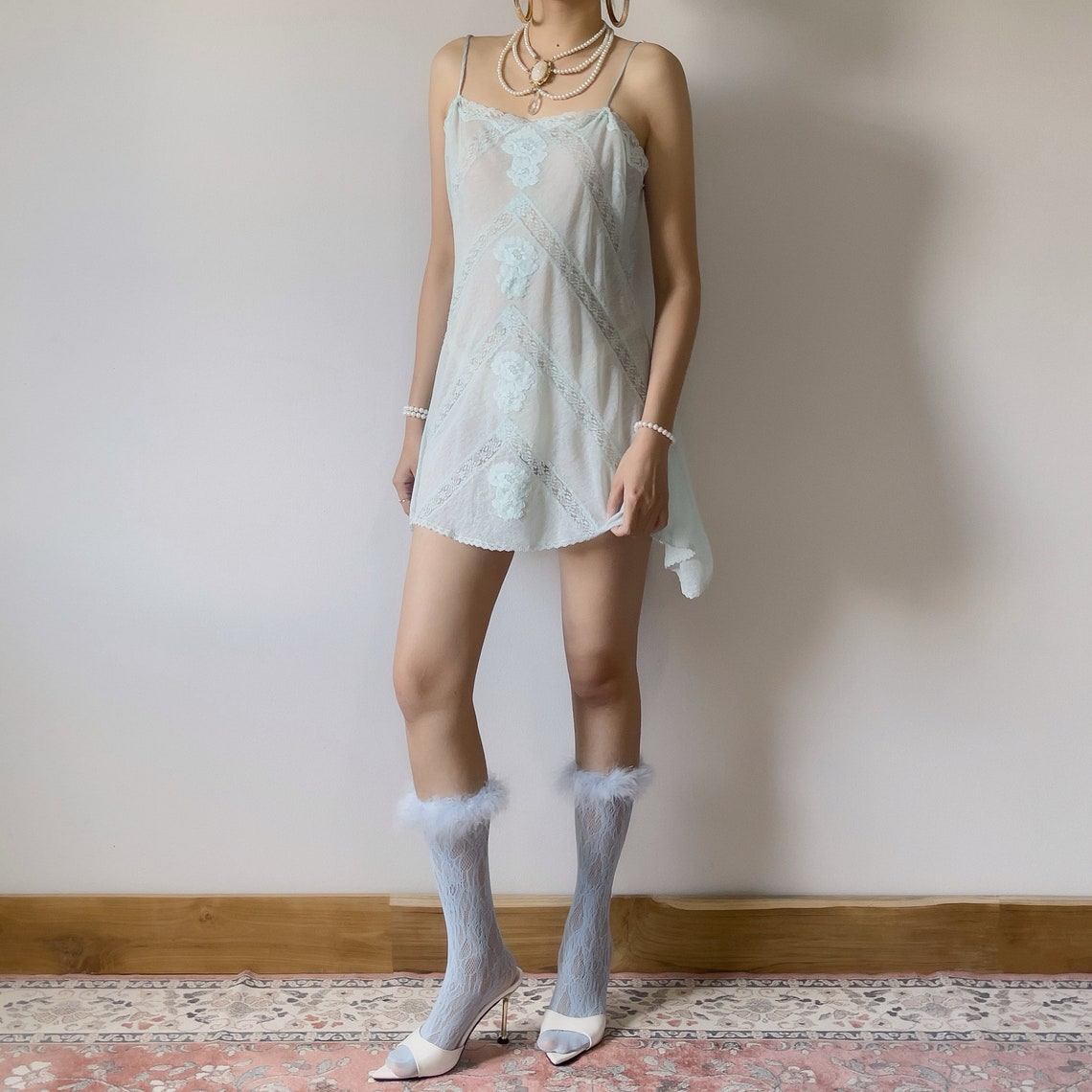 So Cute VS Blue Mesh Sheer Mini Dress small - Etsy