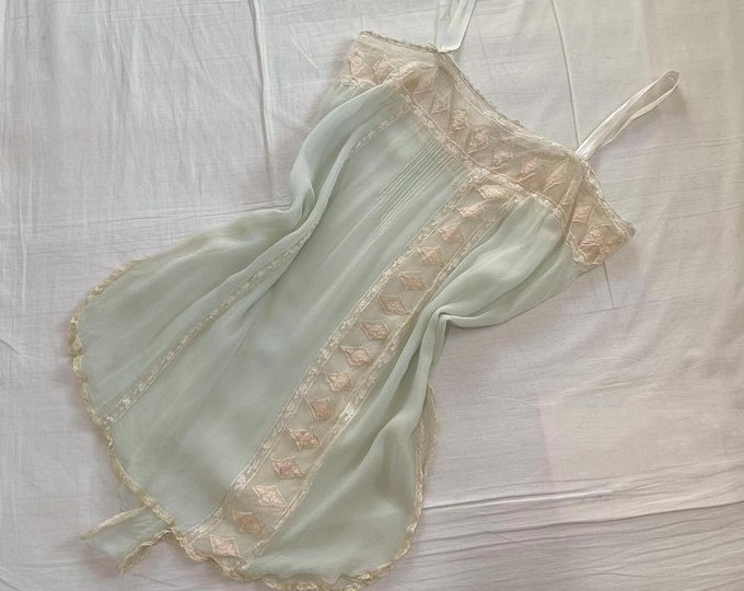 Vintage 80's Romantic Mint Silk Sheer Teddy (medium) - Etsy
