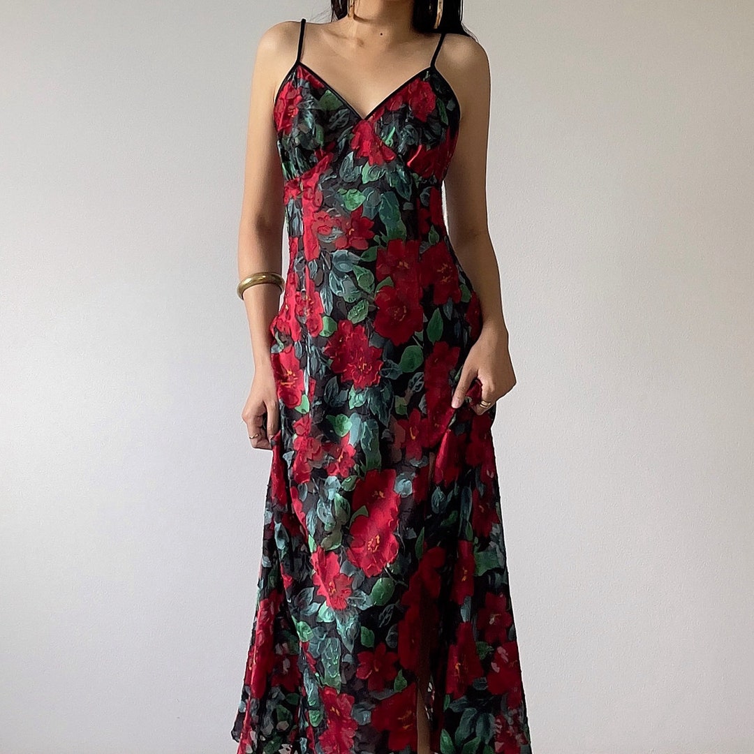 Vintage VS Floral Sheer Gown large - Etsy