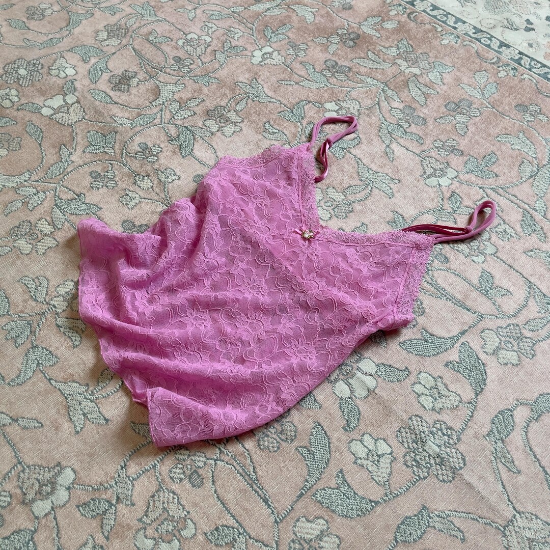 Vintage Victoria’s Secret 2000s Bubblegum Pink Floral Mesh Lace ...
