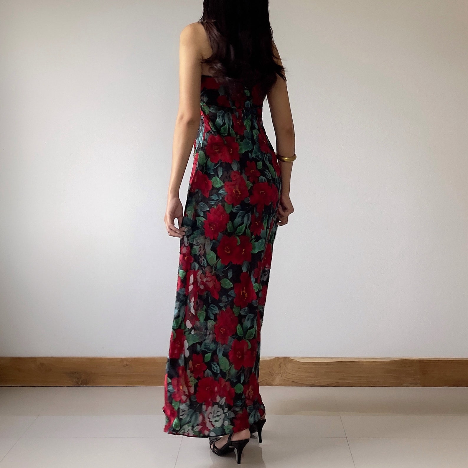 Vintage VS Floral Sheer Gown large - Etsy