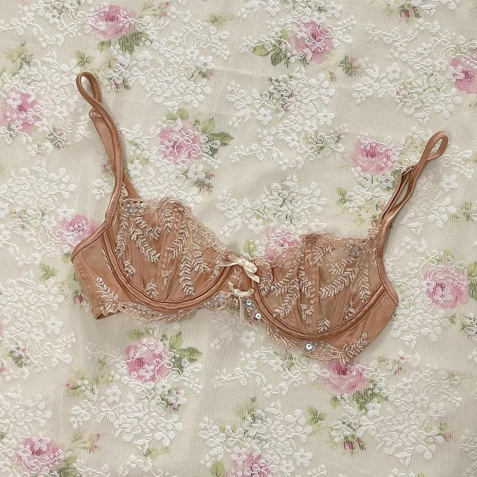 Vintage VS Brown Floral Embroidered Mesh Bra (34B/32C) - Etsy