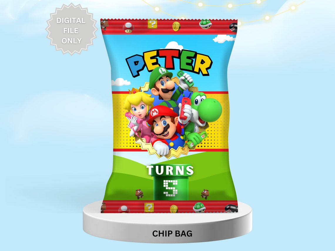 Personalised Chip Bag Birthday Favours Super Mario Chip - Etsy