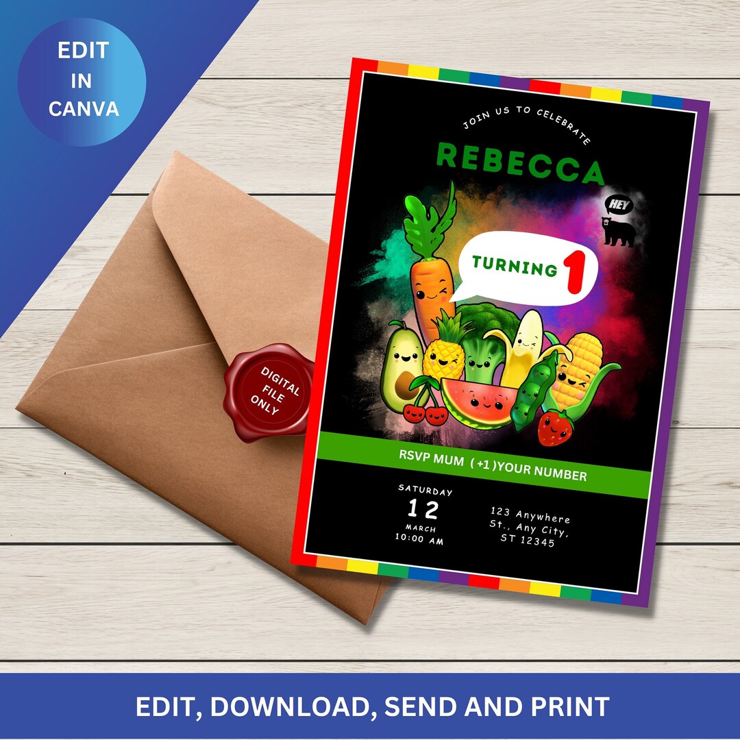 Customised Invitation, Birthday Favours, Hey Bear Invitation, Hey Bear ...