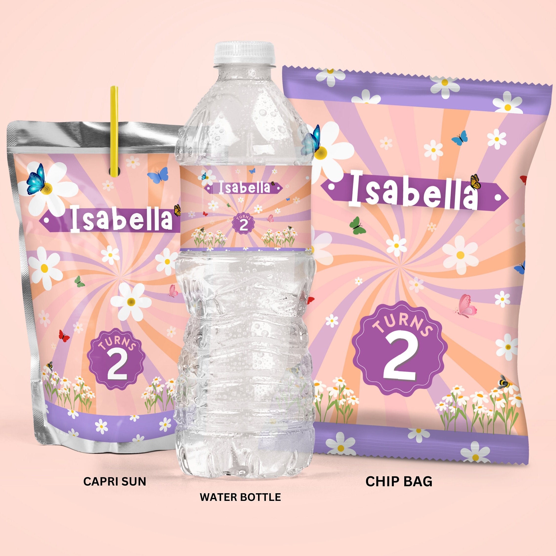 Personalised Chip Bag , Birthday Favours, Daisy Chip Bag ,daisy Theme ...