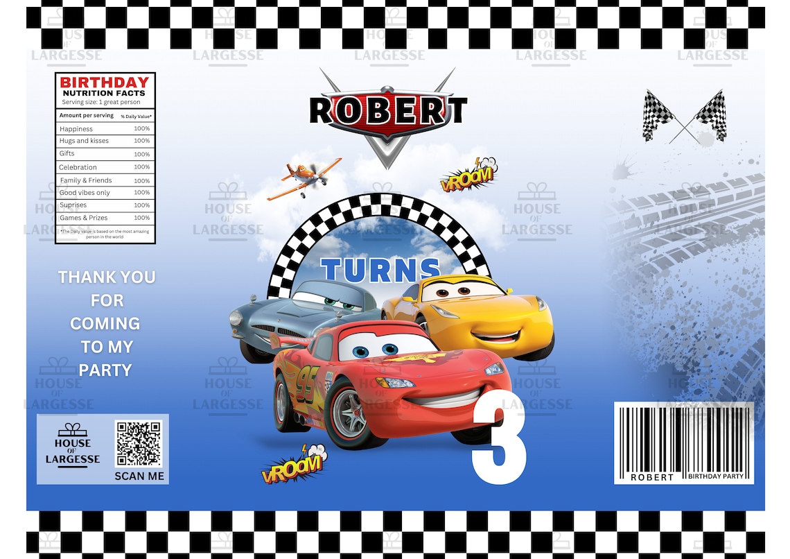 Personalised Chip Bags for Birthday, Birthday Favours, Chip Bags, Cars ...