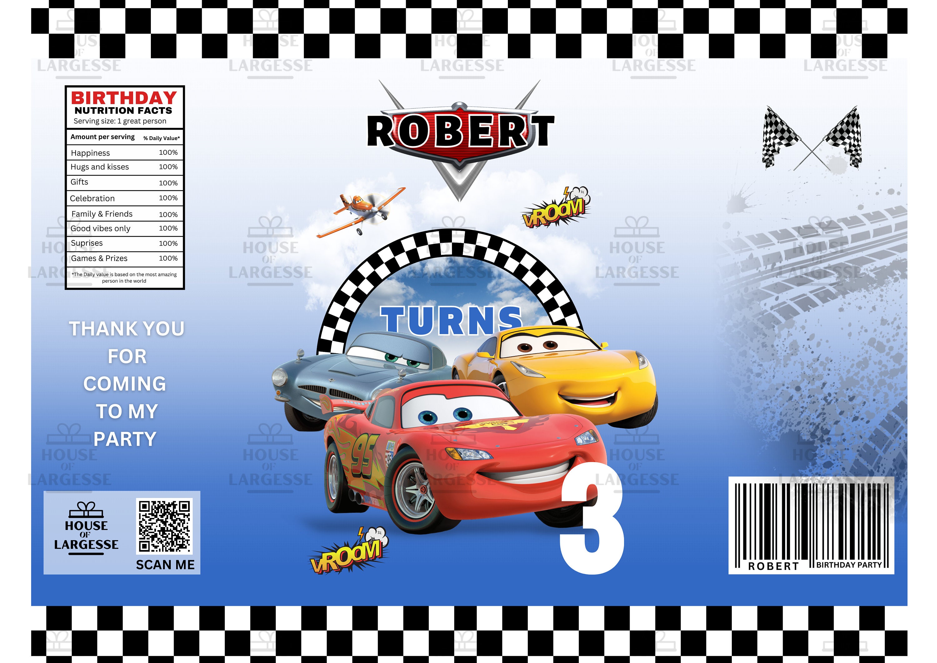 Personalised Chip Bags for Birthday, Birthday Favours, Chip Bags, Cars ...