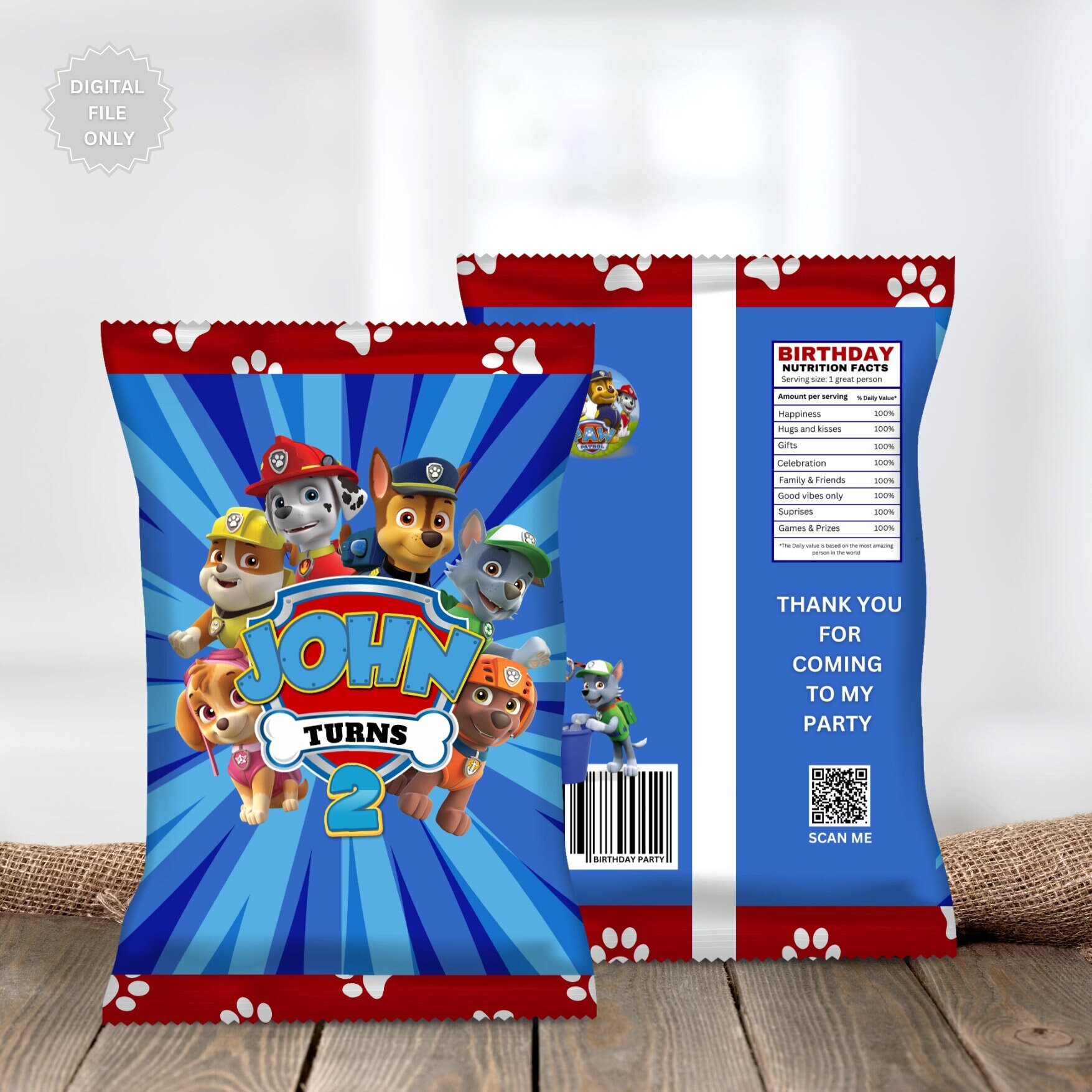 Personalised Chip Bags Birthday Favours Party Favours Paw - Etsy