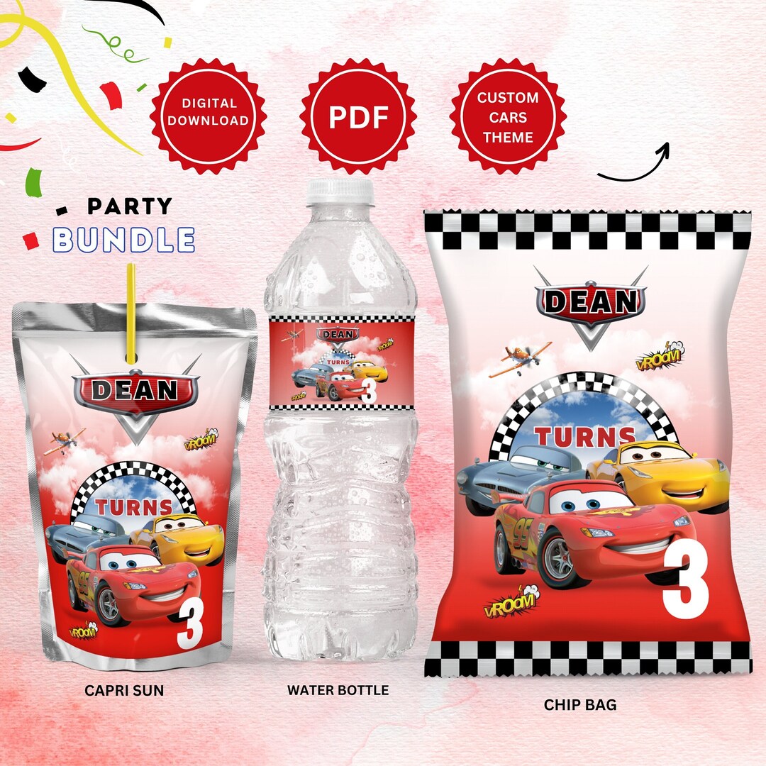 Personalised Chip Bags for Birthday, Birthday Favours, Chip Bags, Cars ...