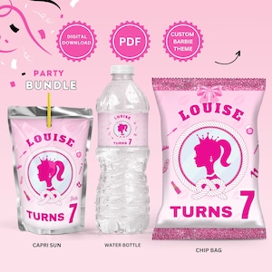 Personalised Chip Bag , Birthday Favours, Barbie Chip Bag , Barbie ...