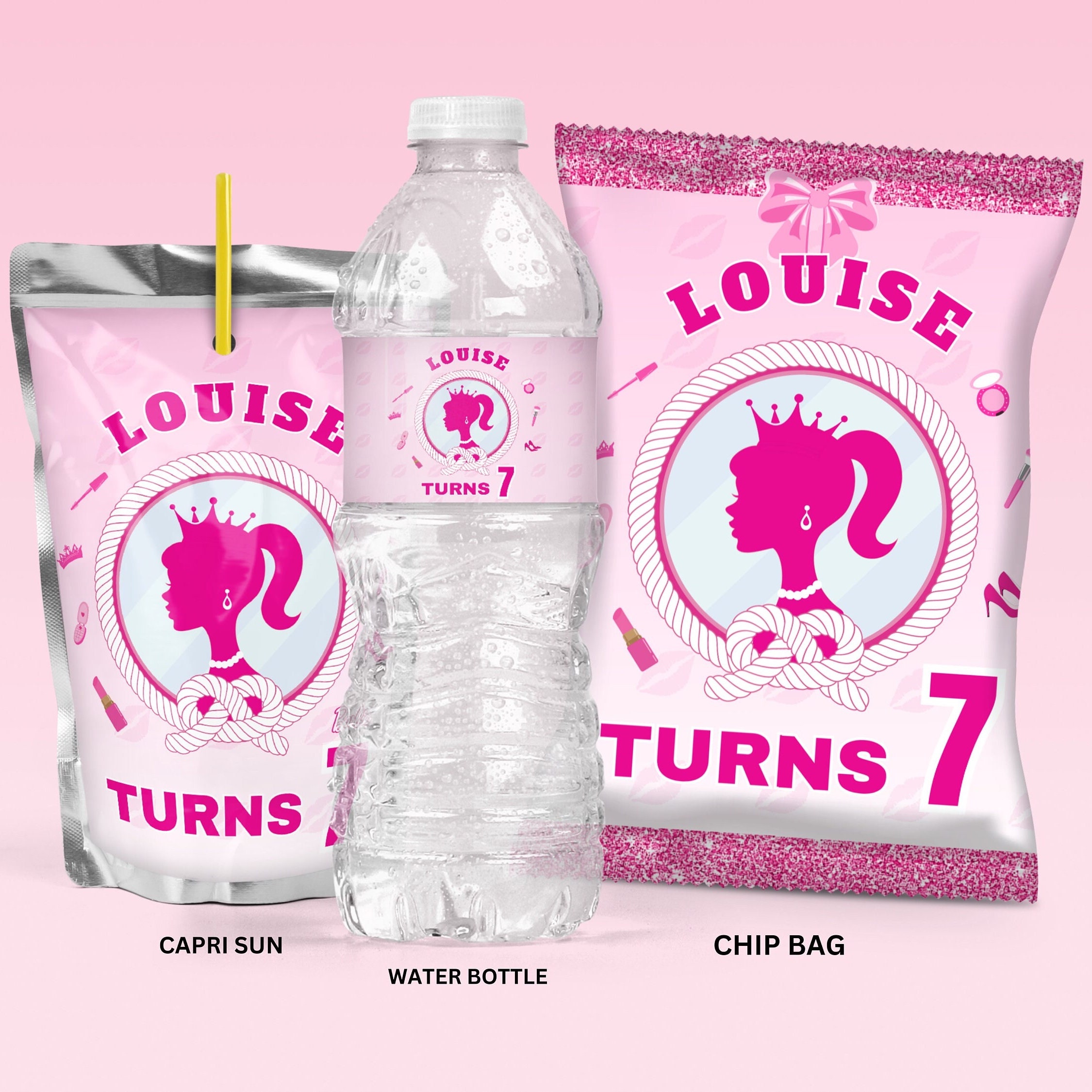 Personalised Chip Bag , Birthday Favours, Barbie Chip Bag , Barbie ...