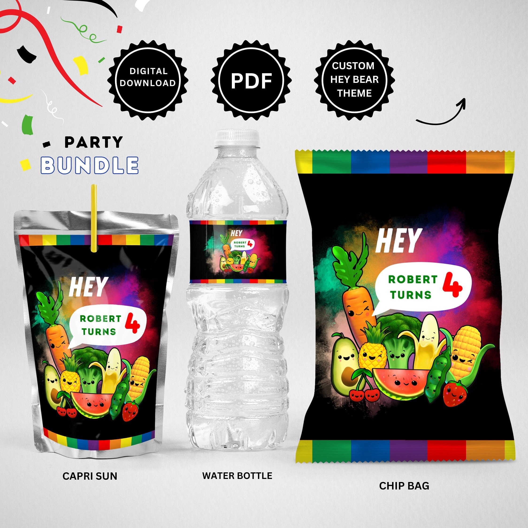 Personalised Chip Bag , Birthday Favours, Hey Bear Chip Bag , Hey Bear ...