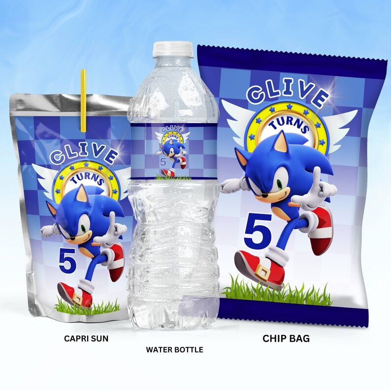 Personalised Chip Bags for Birthday, Birthday Favours, Chip Bags, Sonic ...