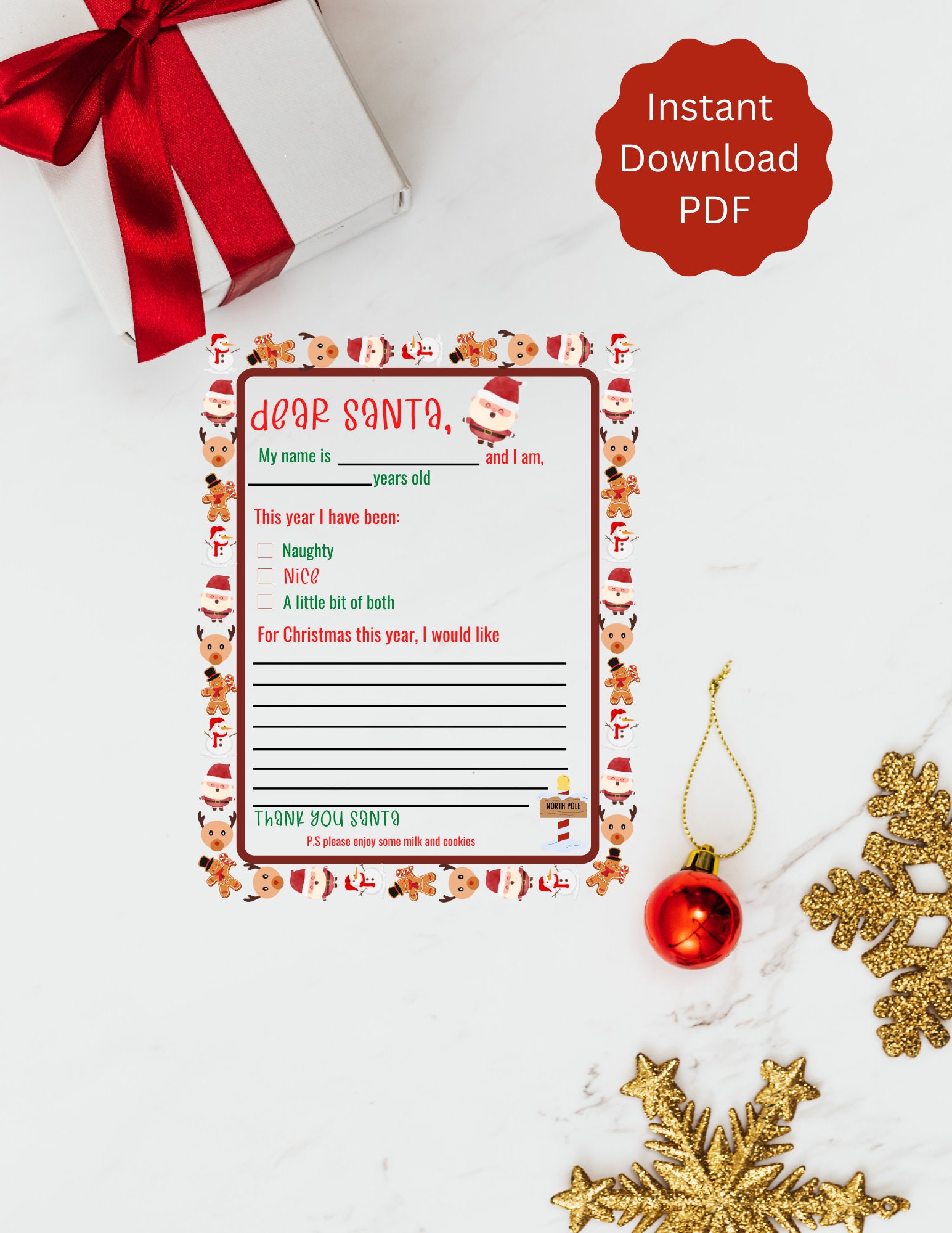 Carta imprimible a Santa para niños: Haz deseos mágicos - Etsy México
