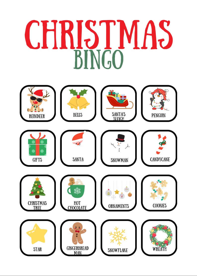 Festive Printable Christmas Bingo Cards: Fun for Kids and Family ...