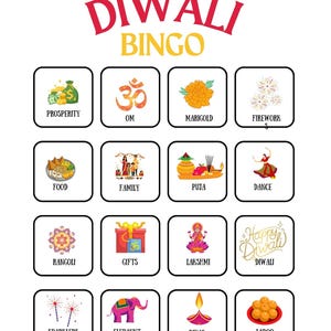 Diwali Printable Games, Diwali Printable Bingo Printable Diwali Bingo ...