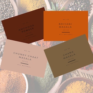 Pantry Labels Template Modern Minimalistic Spice Jar Label Indian Spice ...