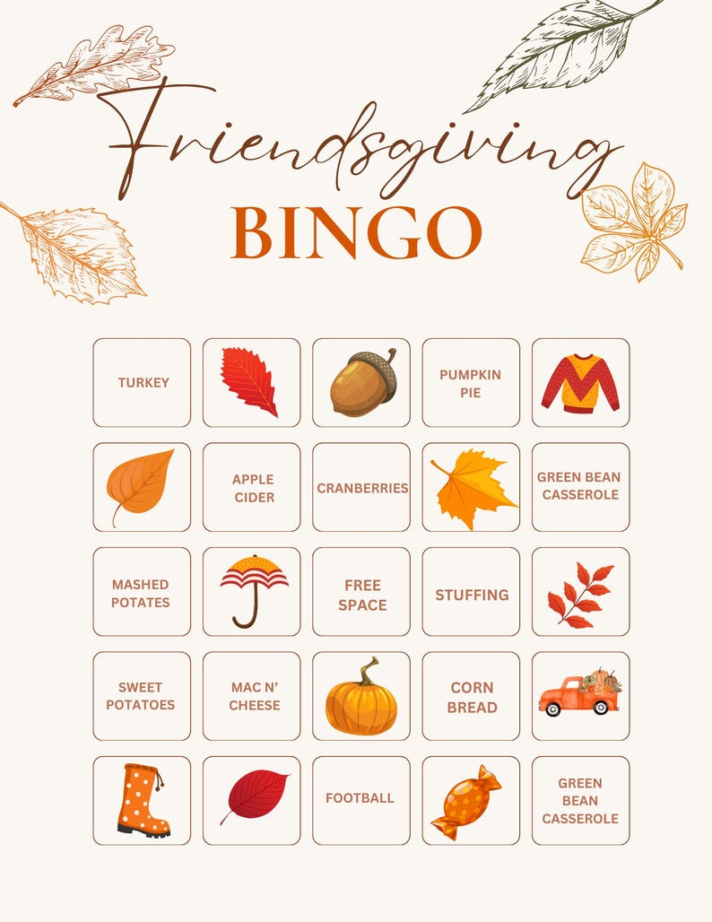 Thanksgiving Printable Games, Thanksgiving Printable Bingo Printable ...