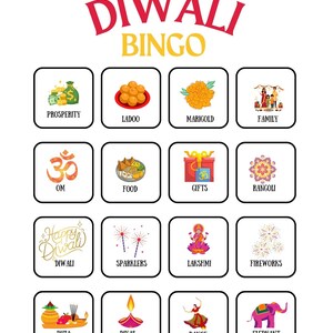 Diwali Printable Games, Diwali Printable Bingo Printable Diwali Bingo ...