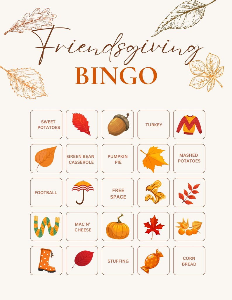 Thanksgiving Printable Games, Thanksgiving Printable Bingo Printable ...