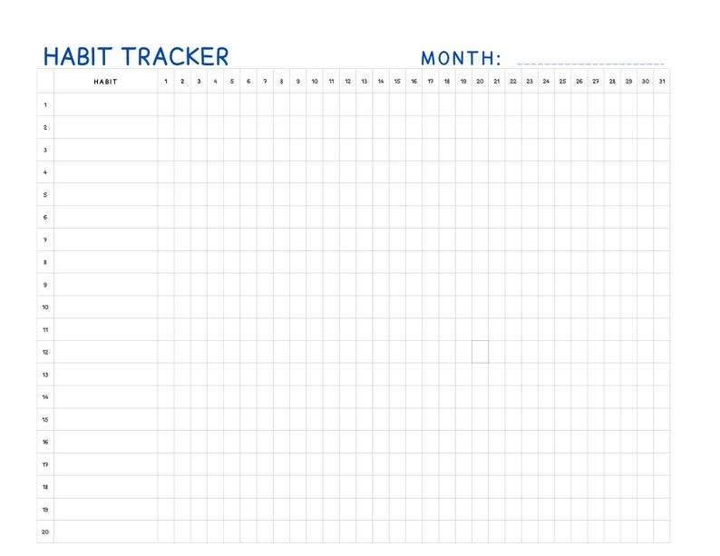 Monthly Habit Tracker Printable Habit Tracker 30 Day Habit Tracker Goal ...