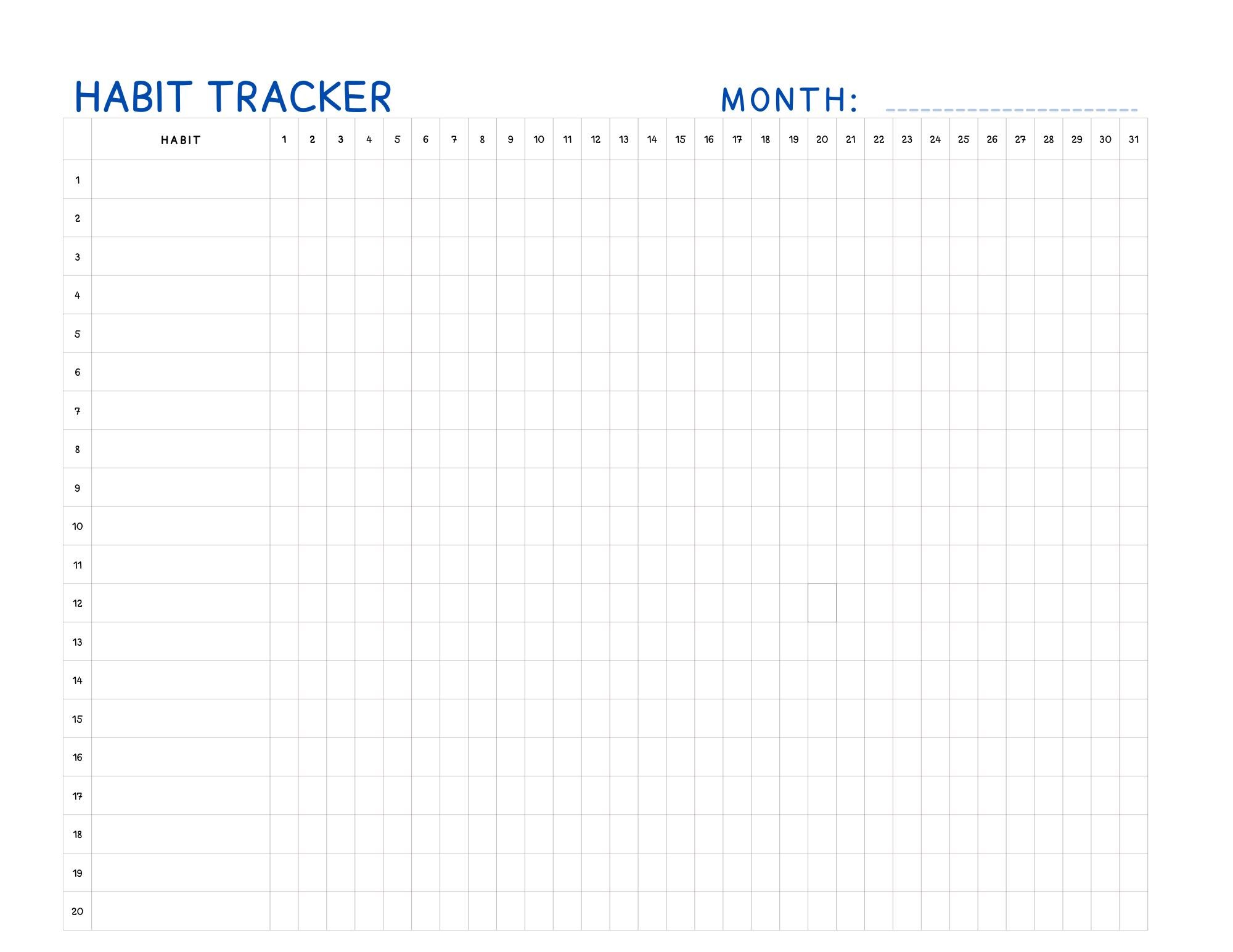 Monthly Habit Tracker Printable Habit Tracker 30 Day Habit Tracker Goal ...