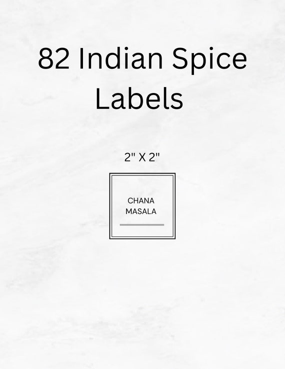 Spice Jar Labels Indian Spices Labels - Etsy