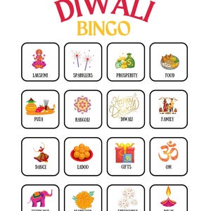 Diwali Printable Games, Diwali Printable Bingo Printable Diwali Bingo ...