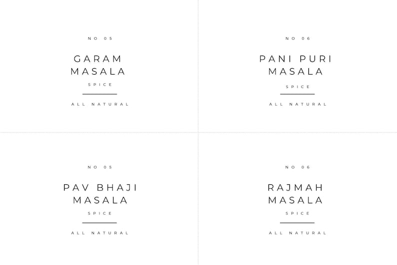 Pantry Labels Template Modern Minimalistic Spice Jar Label Indian Spice ...