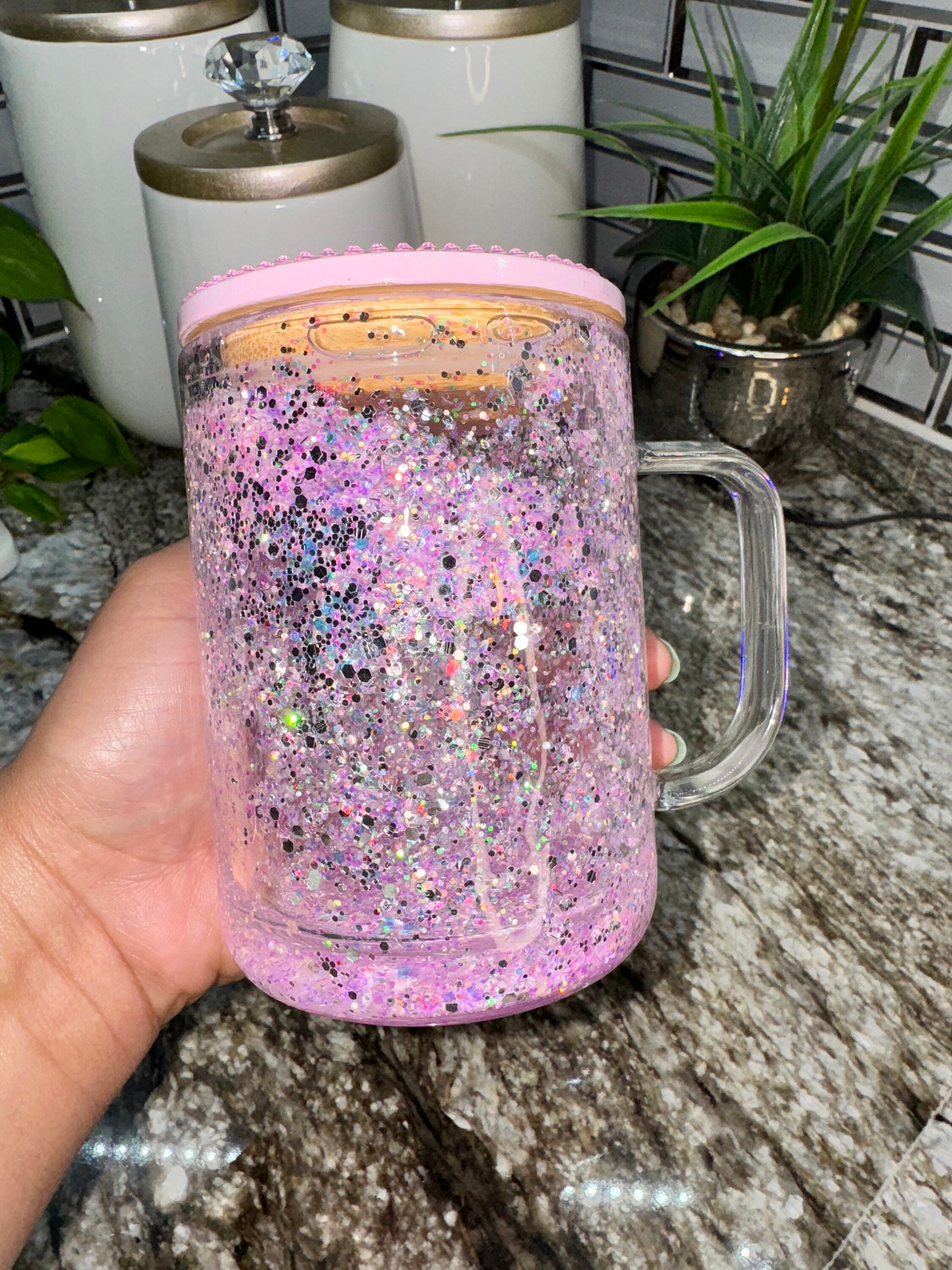 Faith Over Fear Glass Snowglobe Coffee Mug With Bling Lid, Luxury ...