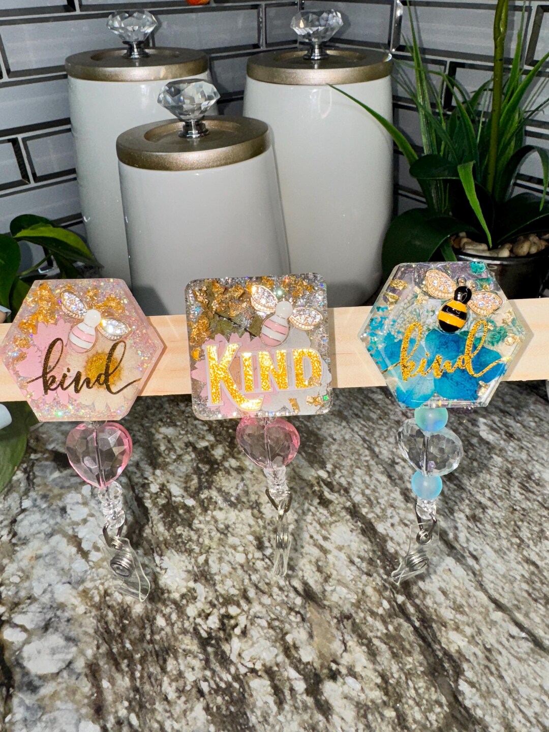 Bee Kind Embellished Badge Reel-beaded Badge Reel-high Quality-nursing ...