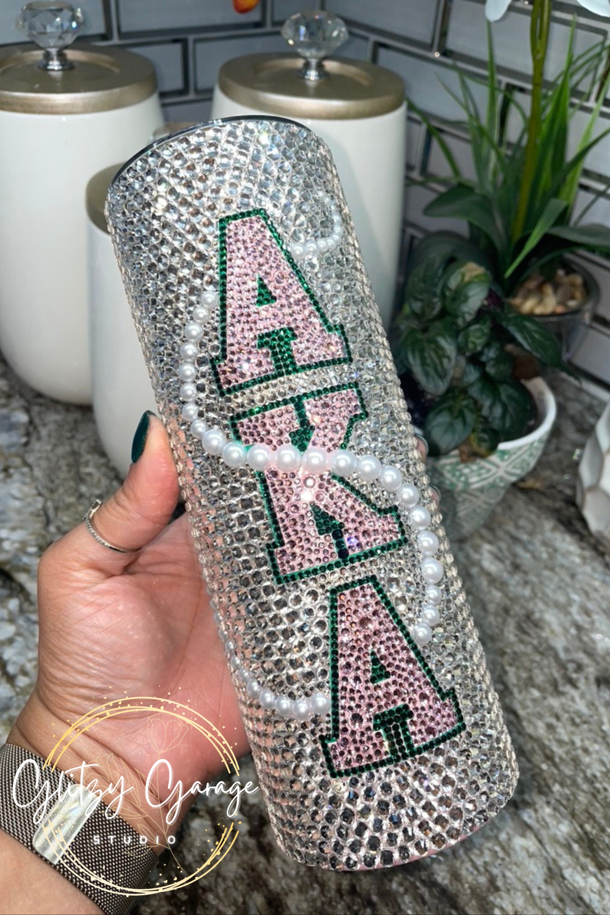 Personalized Alpha Kappa Alpha Bling Tumbler-aka-custom Rhinestone ...
