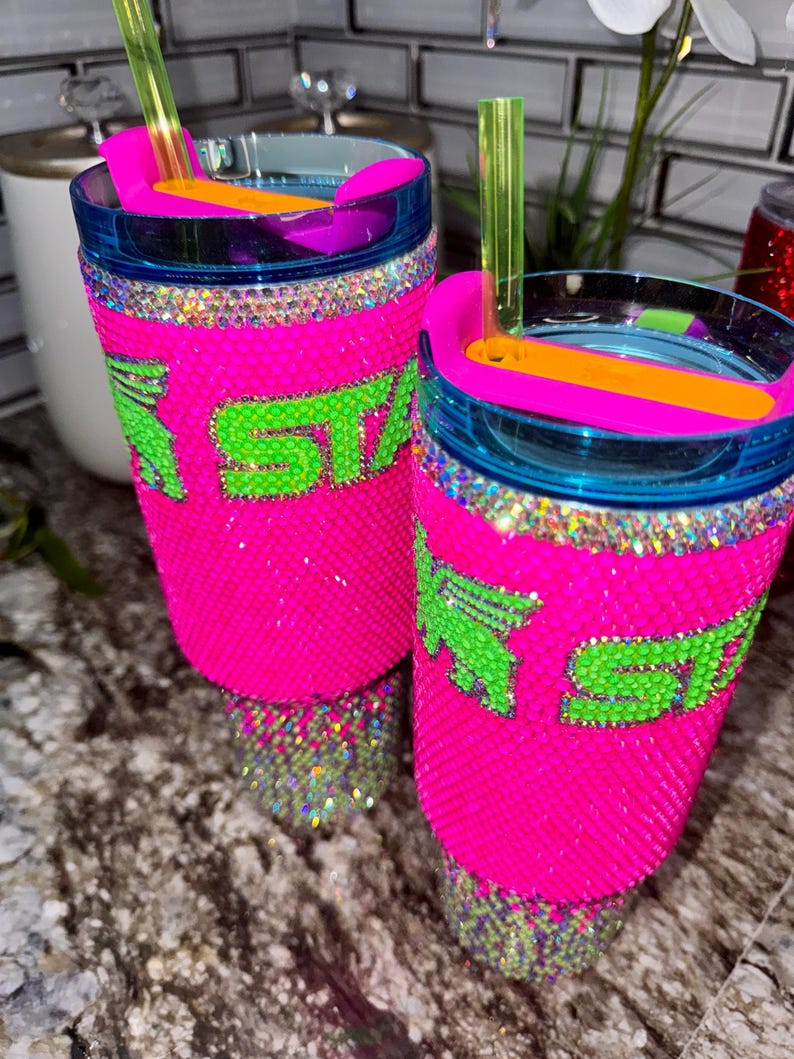 Bling Stanley Quencher-40oz and 30oz Hot Pink Green Stanley Tumbler ...