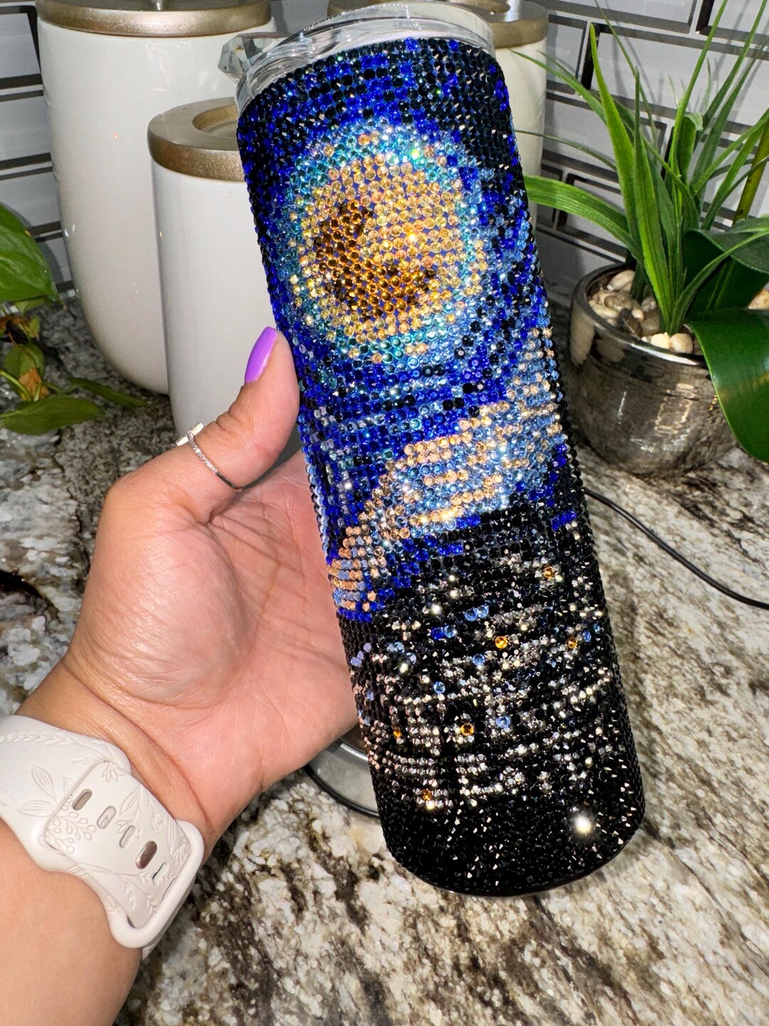 Van Gogh Starry Night Bling Insulated Luxury Rhinestone Tumbler-classic ...