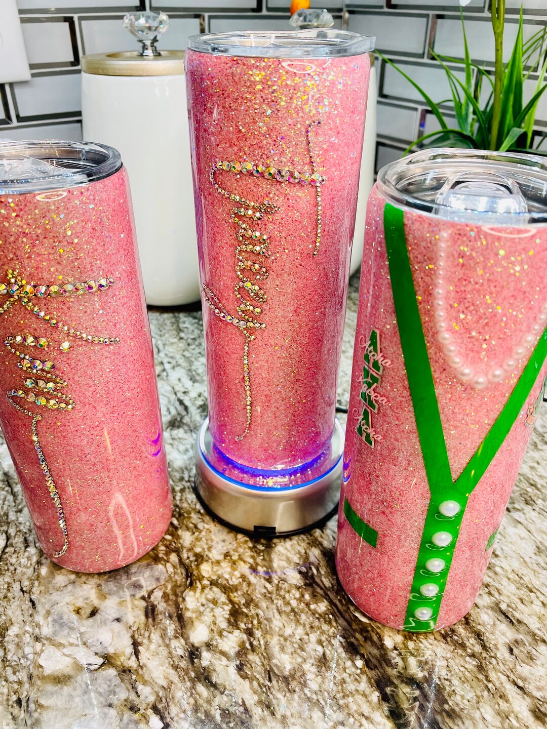 Alpha Kappa Alpha Personalized Cardigan Tumbler-rhinestone Tumbler-20 ...