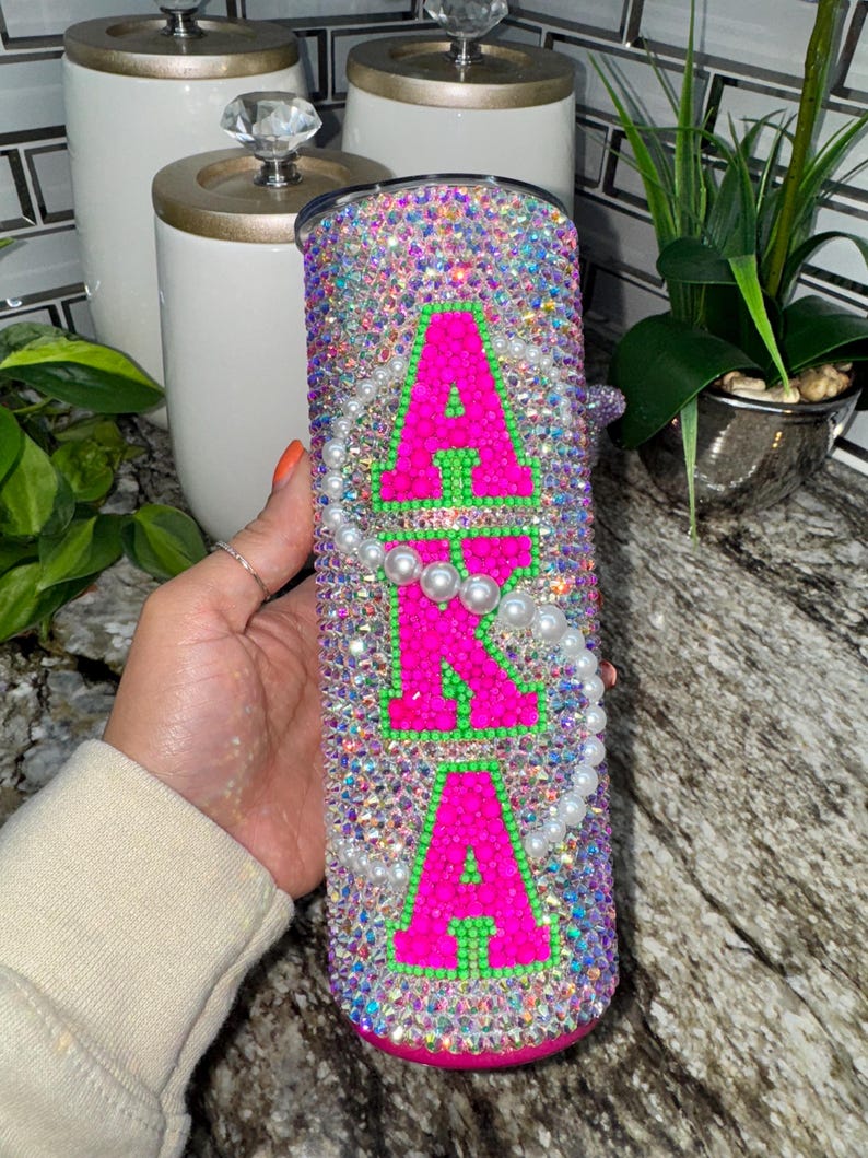 Personalized Alpha Kappa Alpha Bling Tumbler-aka-custom Rhinestone ...