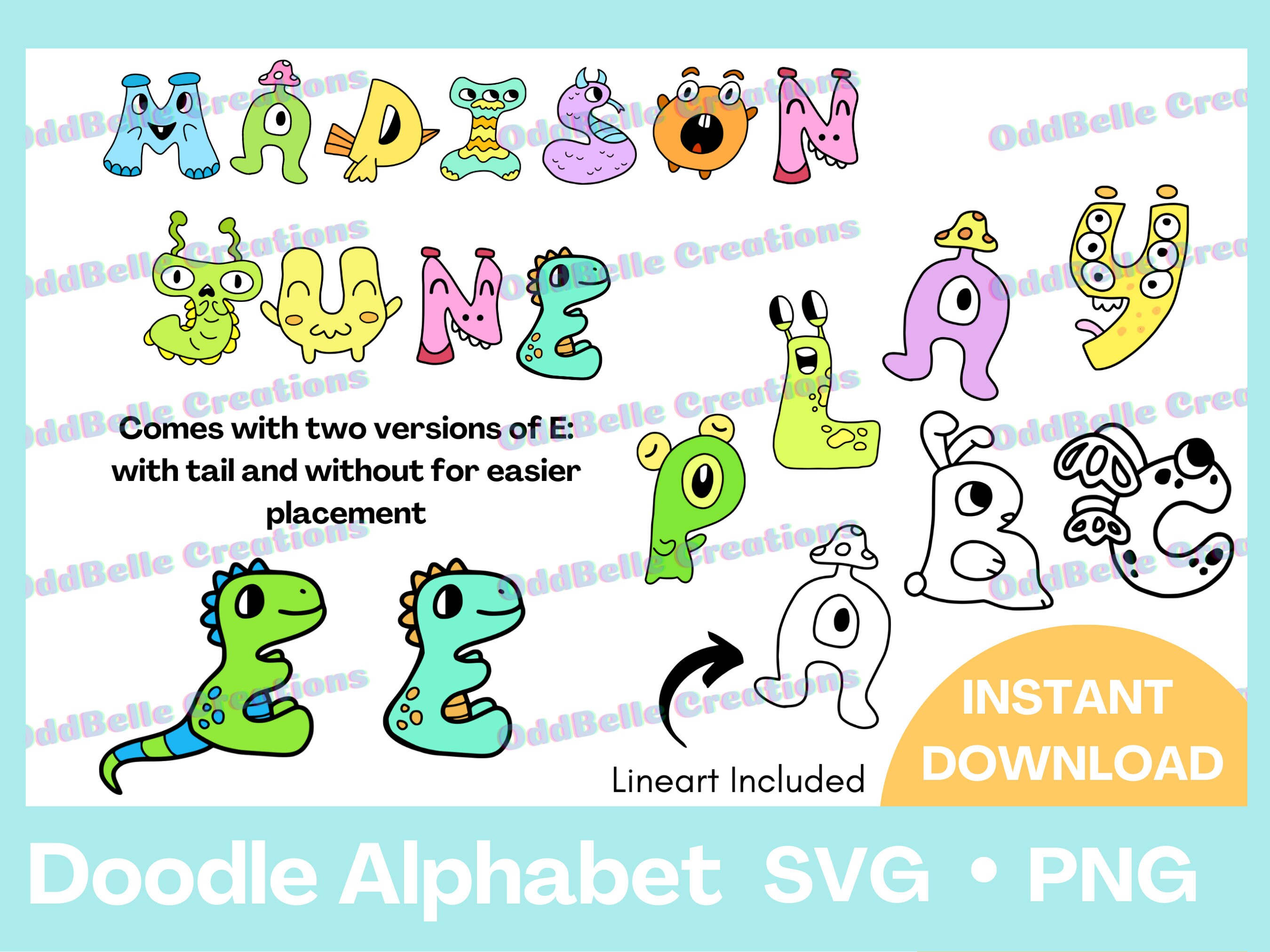 Doodle SVG, Doodle Alphabet, Doodle Cut Files, Alphabet Clipart ...