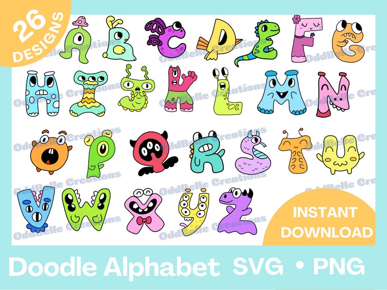 Doodle SVG, Doodle Alphabet, Doodle Cut Files, Alphabet Clipart ...