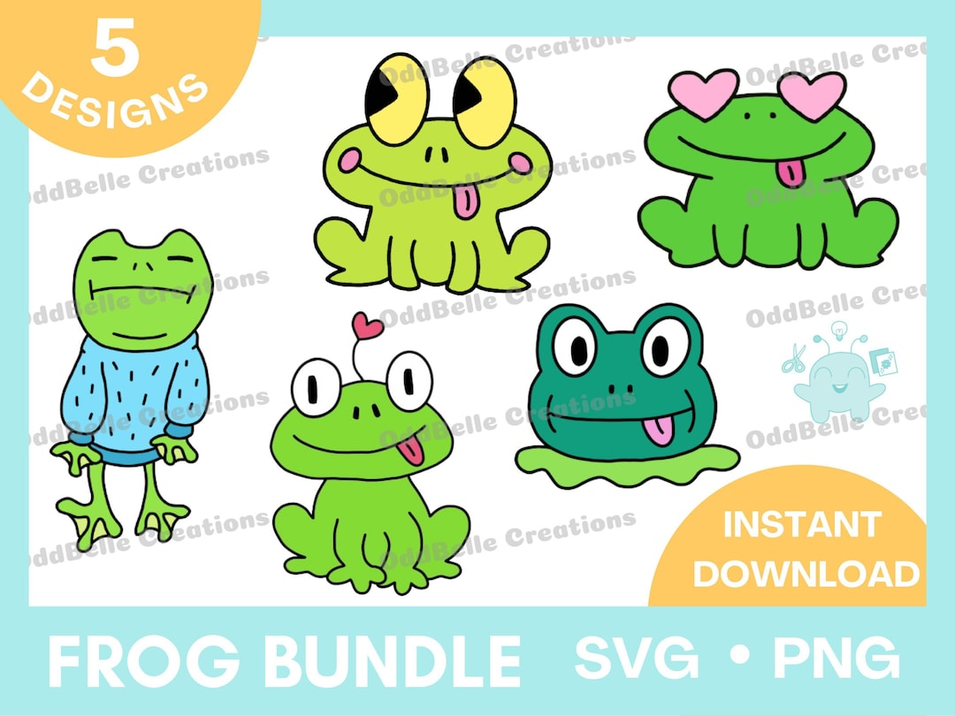 Frog SVG, Frog Clipart, Cartoon Frog, Cute Frog Cut Files, Frog Vector ...
