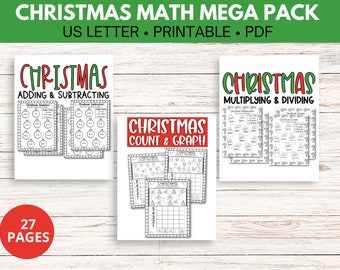 Christmas Math Worksheets - Etsy