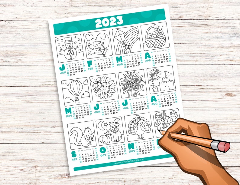2023 Coloring Calendar Pack for Kids Monday Start - Etsy Canada