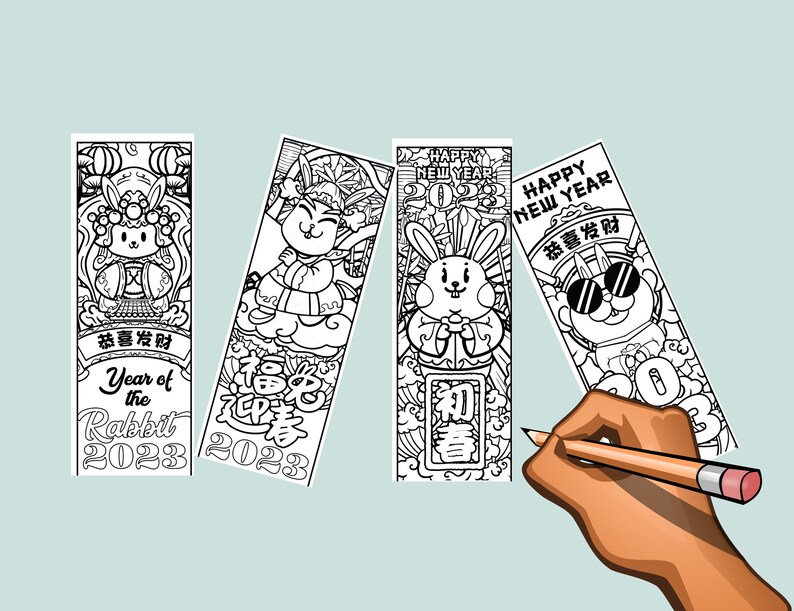 Chinese New Year Kids Coloring Bookmarks - Etsy