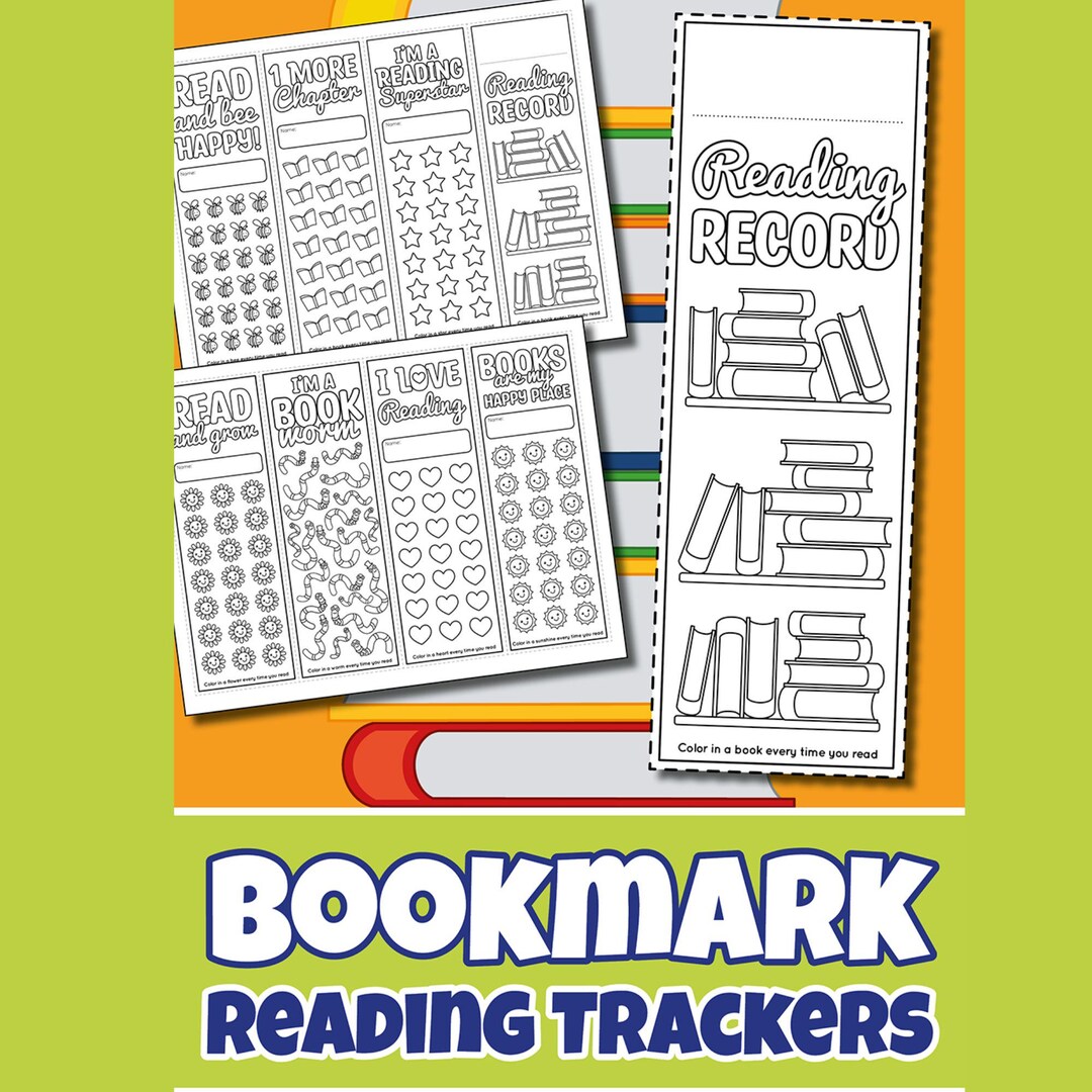Printable Bookmark Reading Tracker Set Fun Kids Bookmarks - Etsy