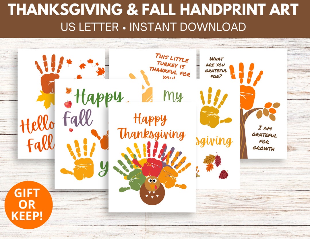 Thanksgiving Fingerprint and Handprint Keepsake Art for Kids - Etsy