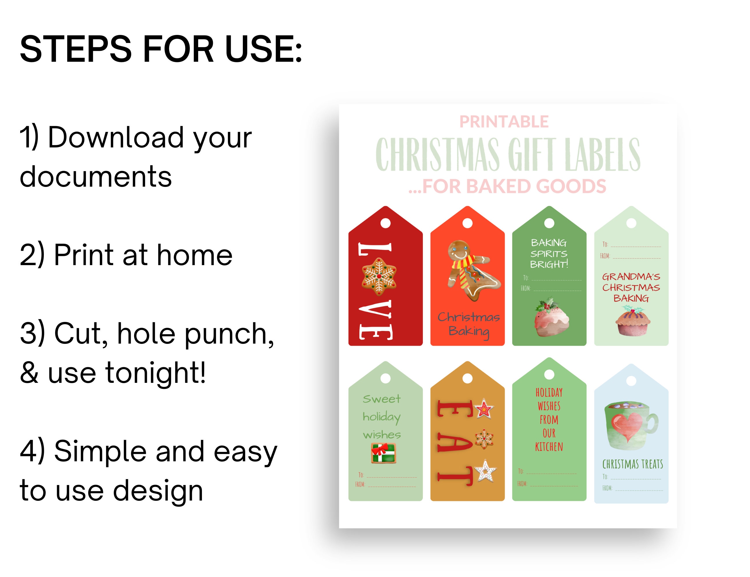 Printable Christmas Gift Labels for Baked Goods - Etsy