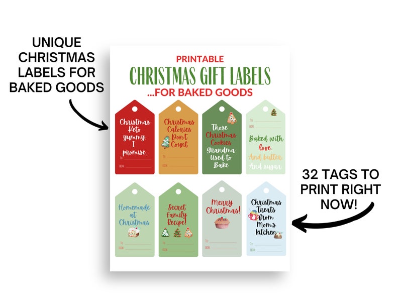 Printable Christmas Gift Labels for Baked Goods - Etsy